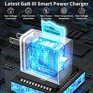 USB-C Super Fast Charging, LANWK 45W PD GaN Power PPS Fast Charger with 5FT Type C to C Quick Charge Cable for Samsung Galaxy S22/S22+/S22 Ultra/S21/S21+/S20/S20+/Note 20/10/9/Z Fold 3/Flip 3/iPad Pro