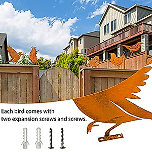 Rusty Bird Silhouette with Rusty Patina Birds Decoration Lifelike Metal Birds Garden Ornaments Silhouette Simulation Bird Figurine Rustic Outdoor Patio Yard Adornment