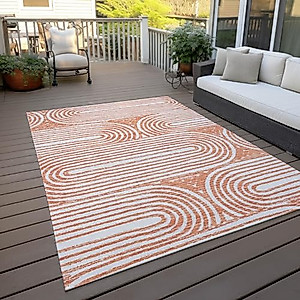 Addison Rugs Chantille ACN140 Orange 2'6" x 3'10 Indoor Outdoor Area Rug, Stain Resistant, Machine Washable, Non Shedding, Bedroom, Living Room, Dining Room, Kitchen Rug