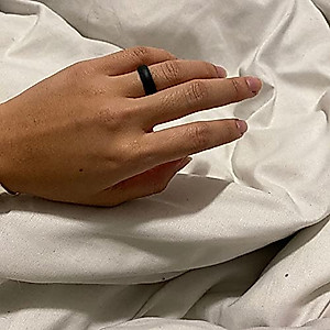 CUSTOM ENGRAVED Womens Silicone Wedding Band Active Athletic Ring - Personalize Any Text, Symbol, Image - SHIPS NEXT DAY (Black, 5.25-6)