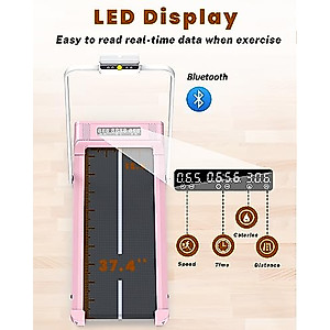 Dskeuzeew Under Desk Treadmill Walking Pad with Bluetooth&Remote, 2-in 1 Electric Treadmill Running Jogging Machine Max 265lb(Pink&White-Handle)
