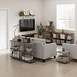 Furinno Besi Industrial Multipurpose Side Table with Metal Frame, Walnut Cove