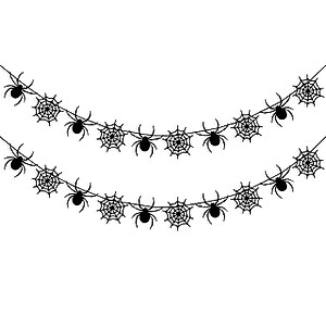 Uniwish Felt Spider Spiderweb Banner Garland Halloween Spider Web Decorations Outdoor Indoor Home Decor Spooky Themed Birthday Party Supplies Photo Props