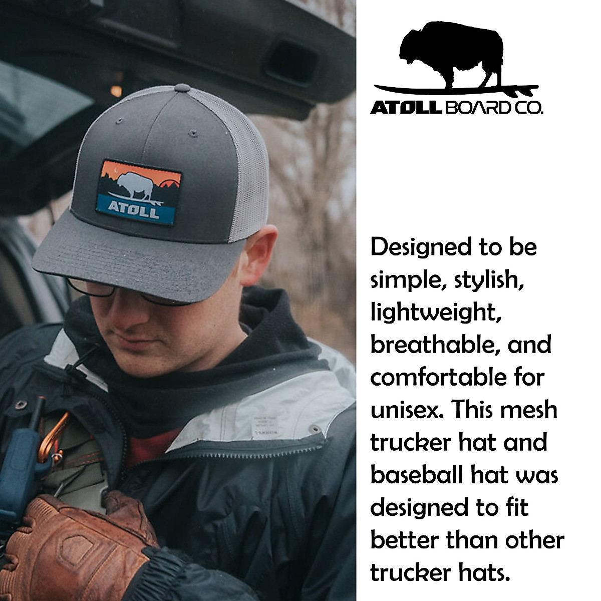 Atoll Trucker Hats Baseball Caps | 7 Hole Snapback Closure, Adjustable Strap, Breathable - One Size Fits Most SUP Co