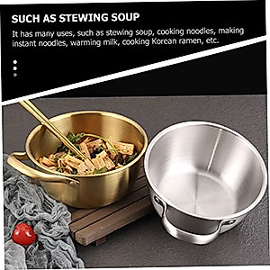 SHOWERORO 1pc Stainless Steel Noodle Bowl Korean Pots for Cooking Saucepan with Lid Portable Garment Steamer Stew Pot Steam Pot Milk Pan Stainless Steel Pot Korean Food Pot Noodle Pot Golden