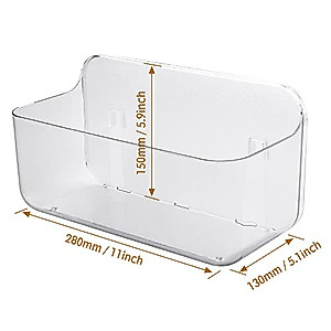 Lunmore Plastic Wall Mount Organizer, Clear Adhesive Shower Storage Box Organizer No Drilling Hang Walls/Doors for Kitchen, Bathroom, Bedroom, Cabinet, Office, Craft Room (Large Size)