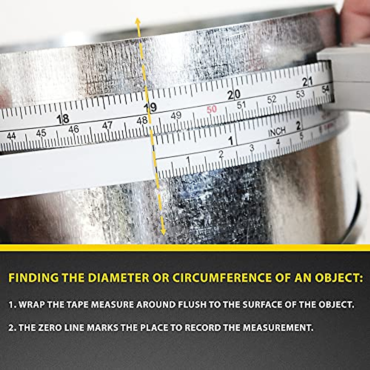 Perfect Pi Diameter Circumference Tape Measure - Imperial and Metric Tape Measure 1/2-inch by 12ft / 3.5m Use for Measuring Cylindrical Objects (Pipe Tape, Tree Tape) Model DCT120