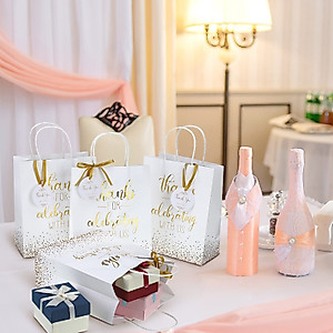 Queekay 36 Pcs Wedding Gift Bags Large Wedding Welcome Bags with 36 Gift Tags Party Favor Bags Bridal Gift Bags Burlap Bags with Handles for Guests Wedding Birthday Baby Shower Party Favors(Classic)