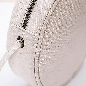 YONBEN Circle Crossbody Bag for Women - Cotton Canvas Circle Purse with Zipper, Adjustable Knot Shoulder Straps