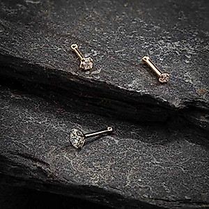 FreshTrends SI1-2mm (0.03 ct. tw) Diamond 14K White Gold Nose Ring Bone - 20G