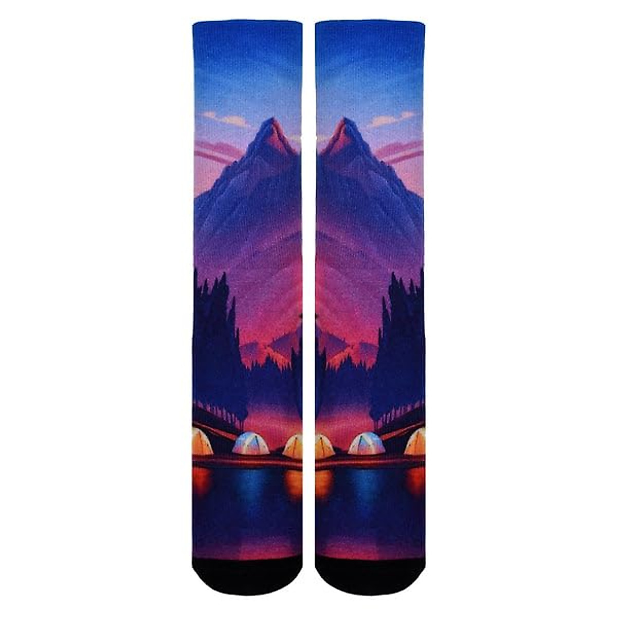 Sierra Socks Valley Camping Pattern CoolMax Socks, Nature Collection for Men & Women Colorful Crew Socks