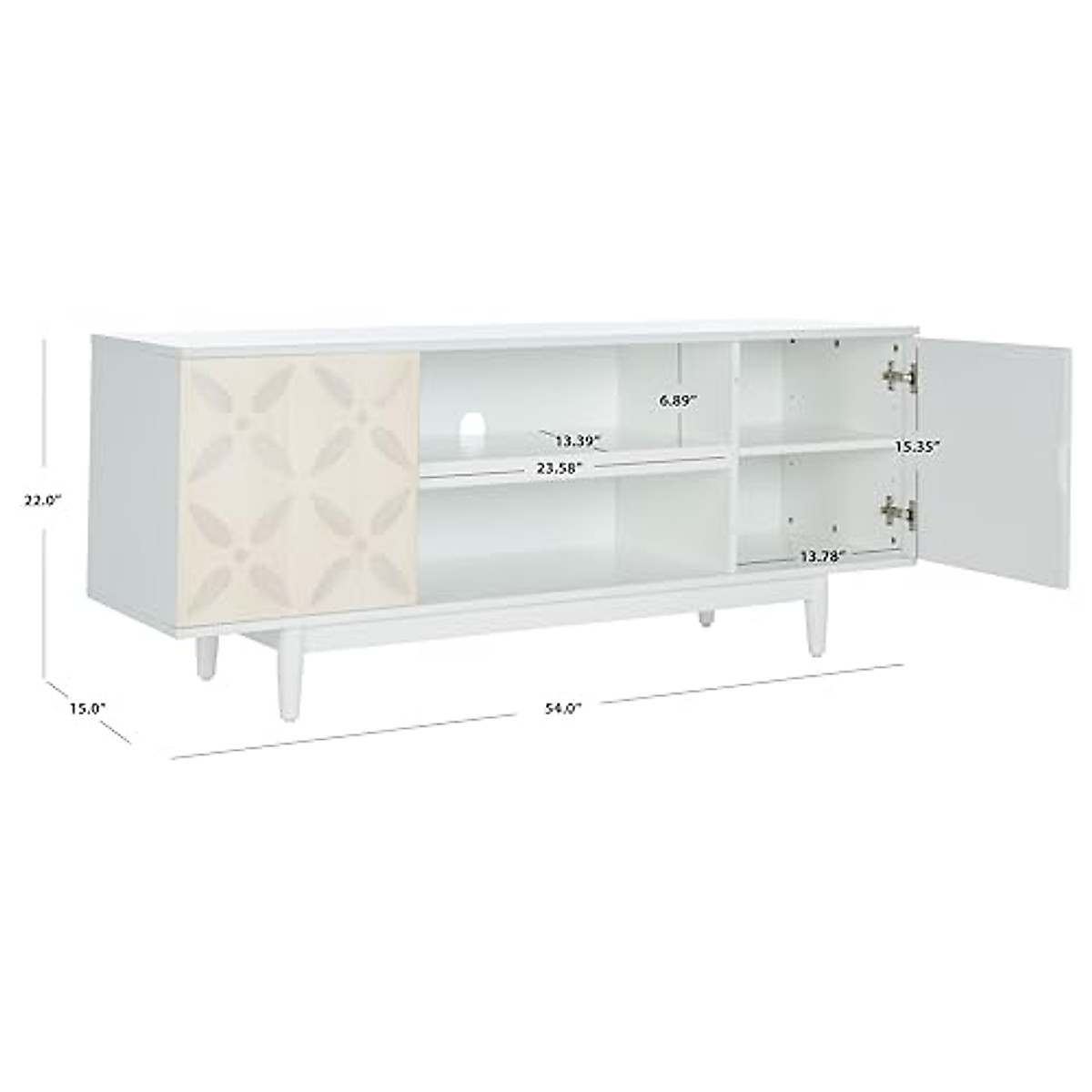 SAFAVIEH Home Collection Faye White Washed 3-Shelf Patterned Entertainment Media Stand up to 60" Flatscreen TV