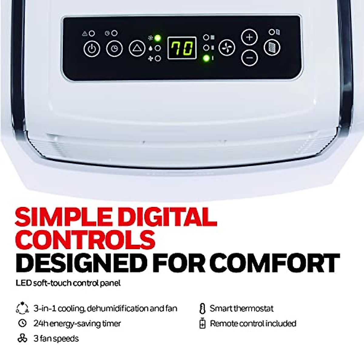 Honeywell MO08CESWK6 9,100 BTU (ASHRAE)/6,100 BTU (SACC) Portable Air Conditioner with Remote Control, White/Black