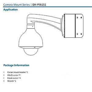 DH-PFA151 Aluminum Alloy Corner Mount Bracket PFA151 CornerMounting Brackets for Dahua Bullet and PTZ Cameras Compatible w/ AMCPFA134 AMCPFA136 AMCPFA13A AMCPFA120 IP2M-850EB IP2M-853EW IP2M-858W IP4