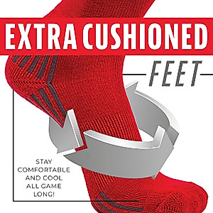 Franklin Sports Youth-Baseball + Softball Socks - Red-Baseball + Softball Knee Socks for Kids - Boys + Girls Tall Sports Socks - Youth Large