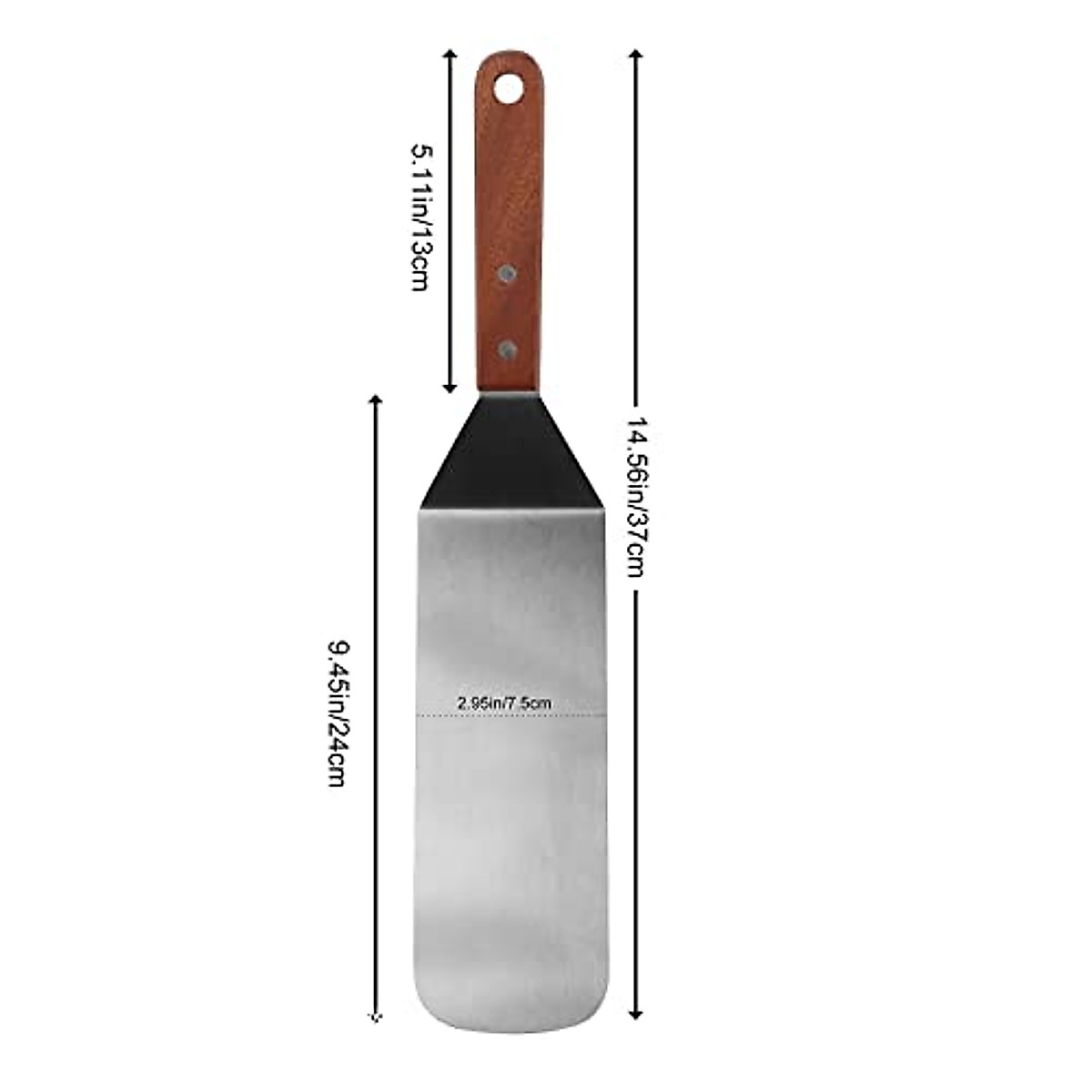 Qinshaine Metal Griddle Spatula, Spatula Hamburger Turner Scraper, Metal Spatula, Great for BBQ Grill and Griddle (Long Grilling spatula/14.56in)