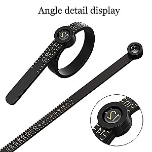 Ring Size 1-17 US Size Ring Size Measuring Tool with Magnifier Bracelet Size Measuring Tool for Men and Women (Black Size Gold Scale)