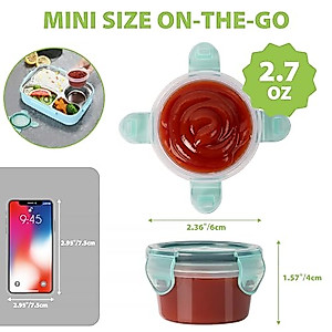 Freshmage® Salad Dressing Container To Go, [6 Pack] 2.7oz Small Condiment Containers with Leakproof Lids for On-the-Go Meals, Reusable Sauce Containers BPA-Free