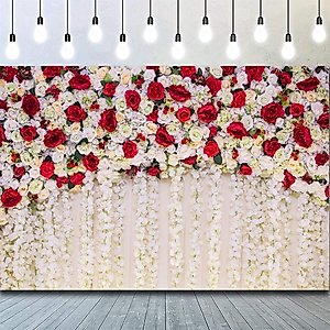 CSFOTO 10x8ft Wedding Backdrops for Reception Floral Backdrop for Wedding Shower Engagement Backdrop Flower Wall Backdrop Bridal Shower Background for Cradle Ceremony Backdrop for Proposal