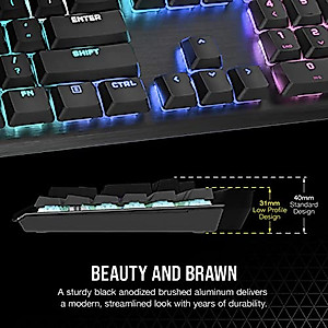 Corsair K60 RGB Pro Low Profile Mechanical Gaming Keyboard - CHERRY MX SPEED Mechanical Keyswitches – Slim and Streamlined Durable Aluminum Frame - Customizable Per-Key RGB Backlighting