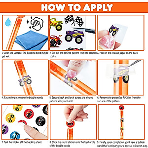 24PCS Monster Truck DIY Bubble Wands Party Favors 96PCS Stickers for Goodie Bag Fillers Pinata Stuffers, Mini Bubble Bulk Birthday Party Supplies Toys Gifts Class Prizes Toddlers Boys Girls