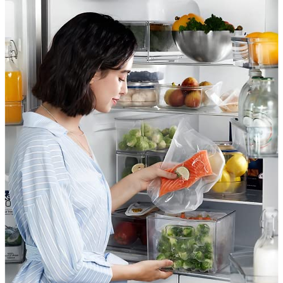 Vacuum Sealer Bags Rolls 8"x20'(3Rolls) and 11"x20' (3Rolls) 6 pack BPA Free Commercial Grade Heavy Duty Sealer Bags for Storage, Meal Preparation