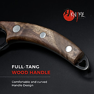 An amazing Hand Forged Butcher Knife with Reinforced Black Titanium Coated Blade that is perfect for everyday kitchens, camping, and BBQ