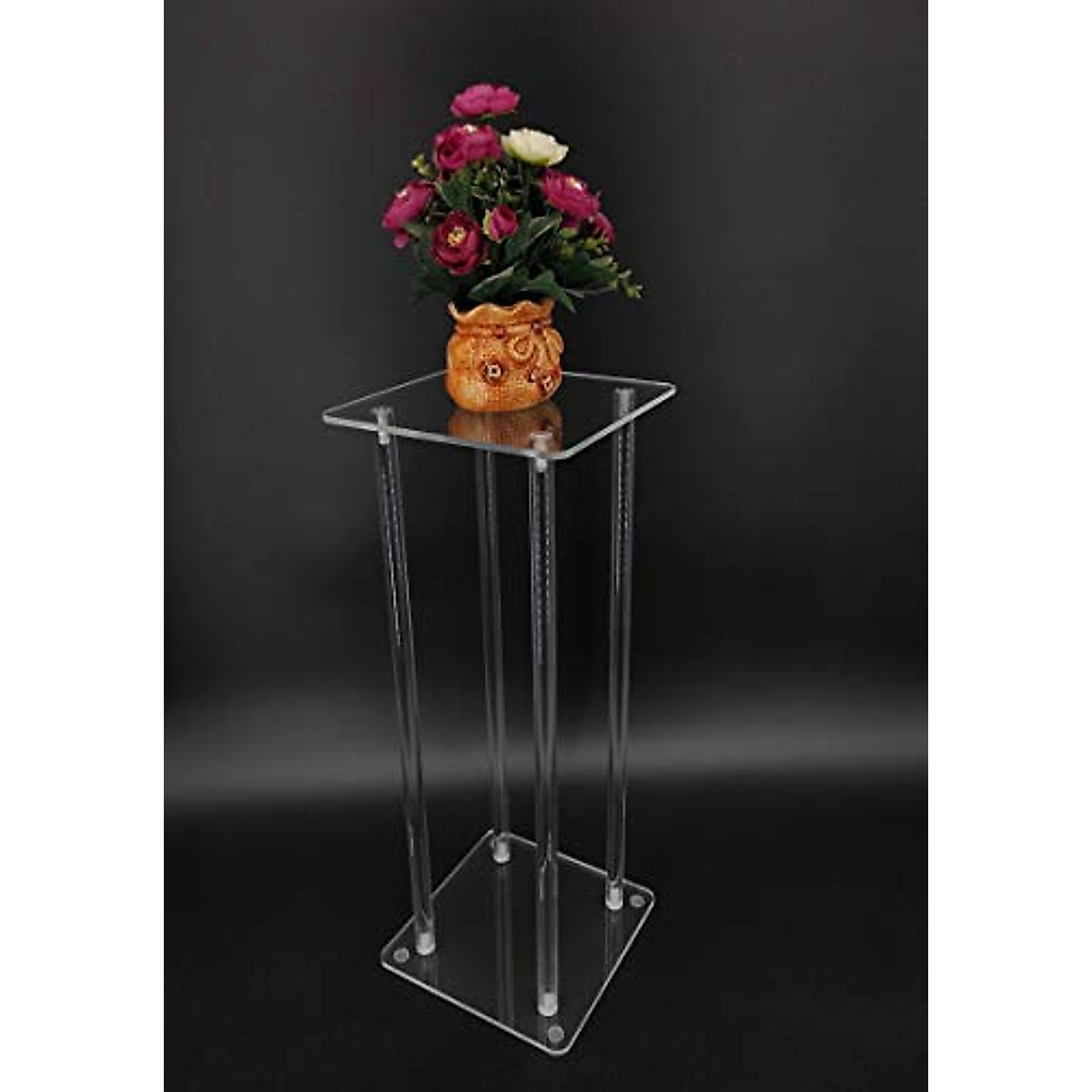 9 L X 9 W X 24" Tall Clear Acrylic Riser Transparent Plexiglass Pedestal Table Display Podium Glorifier Riser Stand Centerpiece Flower Sculputure Merchandise Lamp Book Stand 10043