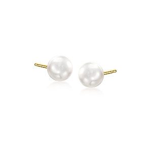 Ross-Simons 6-7mm Cultured Button Pearl Stud Earrings in 14kt Yellow Gold