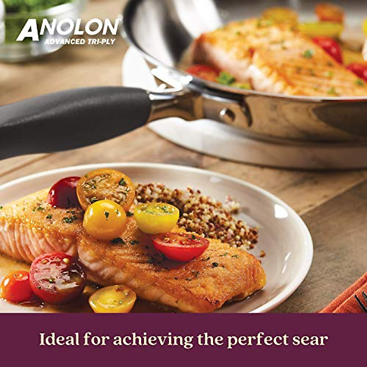 Anolon Advanced Triply Stainless Steel Cookware Pots and Pans Set, 10 Piece, Onyx