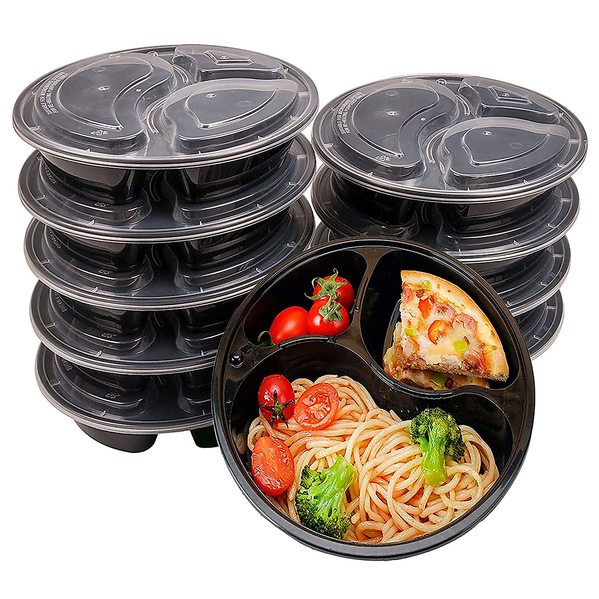 24 Food Storage Containers Meal Prep 3 Compartment Plate W/Lids Reusable 30oz 24 Meal Prep Containers 3 Compartment Plate W/Lids Reusable Food Storage 30oz BPA Free Plastic Durable Stackable