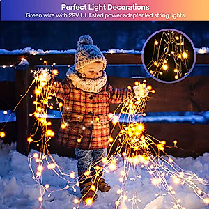 Beauhom Extentable Lightchain 300LED 98ft 8 Modes Green Wire Warm White & Multi-Colored Connectable Plug in UL Transformer Outdoor Use Christmas Tree Light Party Garden Patio Decoration