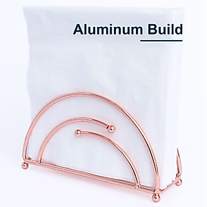 Napkin Holder- Modern Napkin Holder for Tables- Kitchen Napkin Holder- Half Circle Paper Napkin Holder- Tissue Holder- Rose Gold Tabletop Free Standing Napkin Holder by Museo