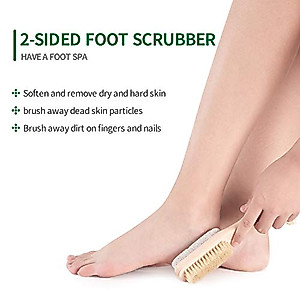 LAYUKI Body Brush for Dry or Wet Brushing and 2-Sided Foot File Scrubber Set, Body Scrubber for Bath or Shower, Exfoliating Skin, Cellulite Treatment, Foot File Scrubber with Pumice Stone