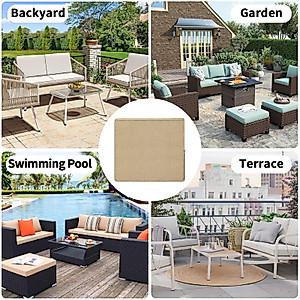 OutdoorLines Faux Linen Outdoor Cushion Covers Replacement 24"x24"x4", Waterproof Patio Cushion Cover for Outdoor Furniture, Outdoor Seat Cushion Covers for Patio, Garden (Set of 4, Camel, Cover Only)