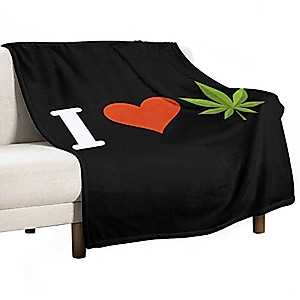 I Love Weed Throw Blanket for Couch Bed Flannel Lap Blanket Lightweight Cozy Plush Blanket for All Seasons 50"x70"