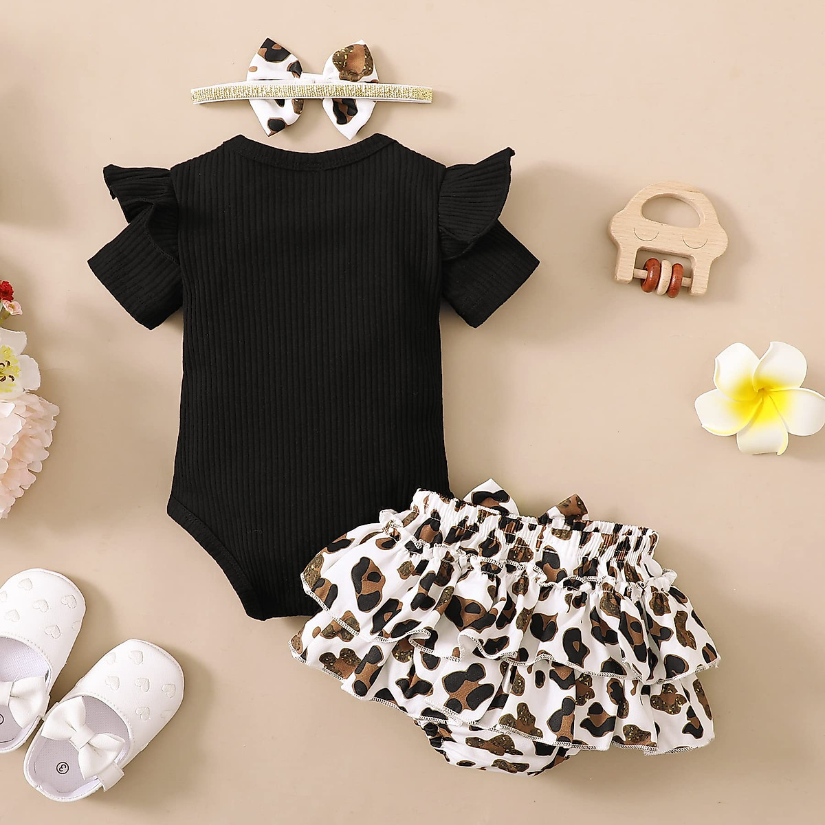 JOMOO 0-3 Months Baby Girl Clothes Newborn Girl Clothes Summer Outfit Floral Romper Shorts Set 0 To 3 Months Baby Girl Clothes Black