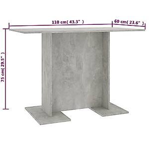 YPWRENH Console Tables Cocktail Table Dining Table Concrete Gray 43.3"x23.6"x29.5" Engineered Wood for Dining Room, Kitchen or Living Room