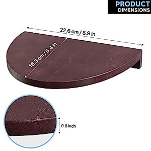 Small Wood Shelf, Corner Floating Shelves for Wall, Semi Circle Round Shelf Unit, Ideal for Bedroom Kitchen Bathroom Laundry Living Room Rustic Home Décor Storage Set of 4 by Kudos Homeware