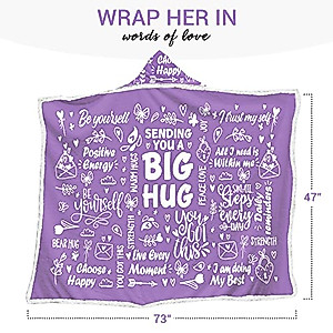 Inspirational Gifts for Women - Spring Summer Soft Blanket Hoodie - Mother 's Day Gifts for Friends Mom Sister Coworker Female Women Her Wife - Birthday Gifts for Women - Big Hug Fleece Hooded Blanket