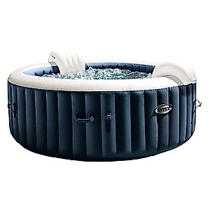 INTEX 28429EP PureSpa Plus Bubble Massage Spa Set: includes Energy Efficient Spa Cover – 2 Contoured Headrest – LED Light – 4 Person Capacity – 77" x 28"