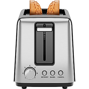 Chefman 2 Slice Toaster, 7 Shade Settings, Small Toaster 2 Slice with Removable Crumb Tray, Thick Bread Toaster and Bagel Toaster, Defrost, Cancel, Perfect for Toaster Pastries – Black