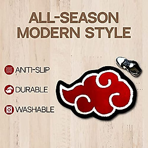 Red Cloud Modern Fluffy Rug - Non Slip Ultra Soft Tufted Anime Room Decor Polyester Nursery Rug, Rugs for Bedroom, Decorative Indoor and Outdoor Rug, Living Room Red Black Carpet, 58x84cm