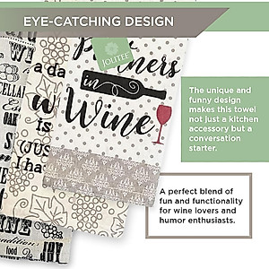 Jolitee 15x25” Wine Lovers Towel – Humorous Wine Sayings, Funny Kitchen Linens, Unique Tea & Hand Towels for Adult Humor, Perfect for Wine Enthusiasts