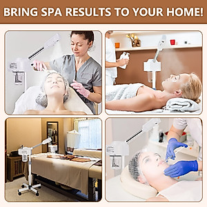 Nova Microdermabrasion Professional Facial Steamer On Wheels Ionic Ozone Facial Steamer with Hot Mist Function Stand Facial Steamer for Personal Home Salon Spa Skin Cleaning