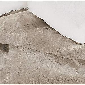 Amazon Basics Ultra-Soft Micromink Sherpa Blanket - Throw, Taupe