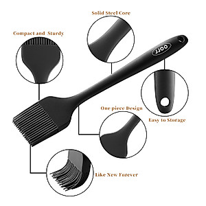 2PCS Silicone Basting Pastry Brush, JJOO Heat Resistant Food Cooking Brush for Oil, Sauce, Baking, BBQ and Grill, BPA Free, Dishwasher Safe (2Pack, Black)