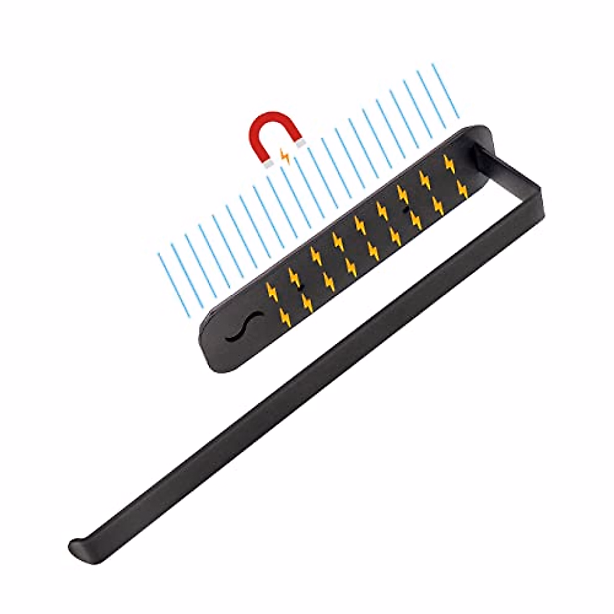 Magnetic Paper Towel Holder Black, Kitchen Towel Holder for Refrigerator Microwave Oven, Camping Paper Towel Rack for Toolbox Grill, Stainless Steel Paper Towel Stand with Strong Magnet, No Drilling