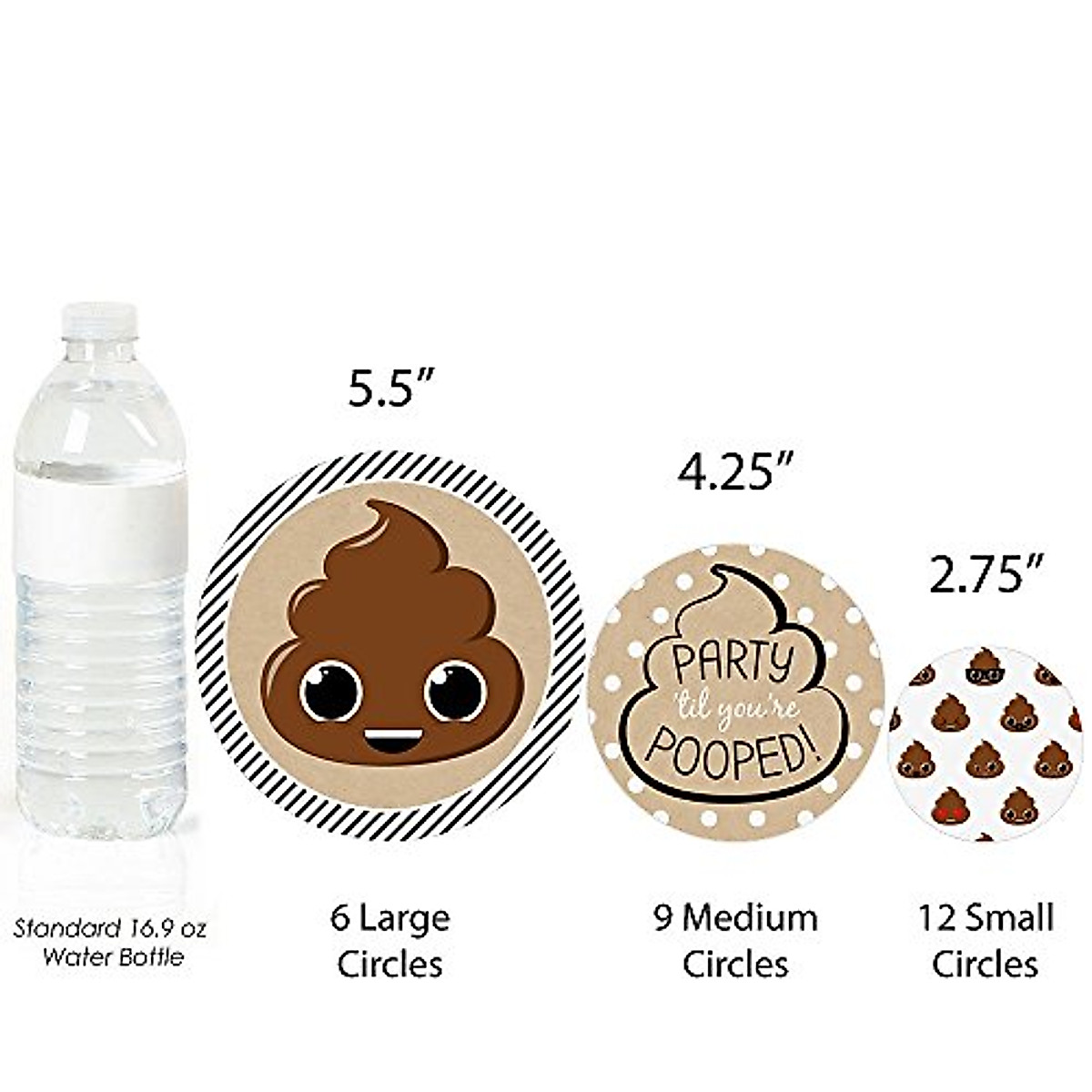 Party 'Til You're Pooped - Poop Emoji Party Giant Circle Confetti - Party Decorations - Large Confetti 27 Count