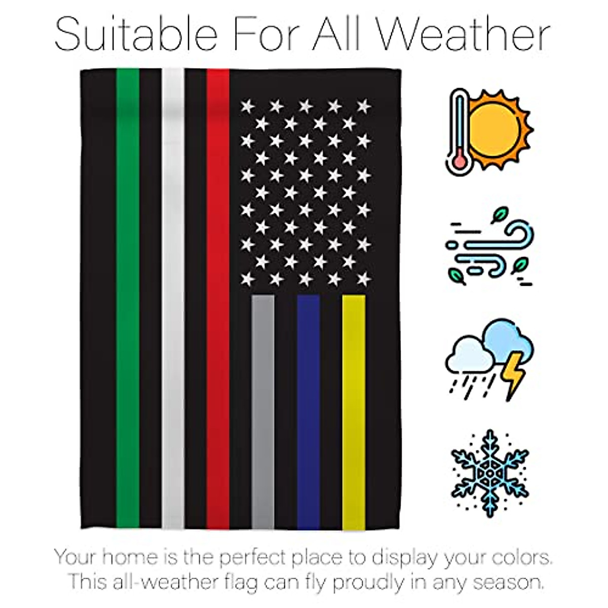 Americana Home & Garden US First Responders Line Garden Flag EMT Paramedic EMS Nurse Emergency Medical Technician Supoort House Decoration Banner Small Yard Gift Double-Sided, Made in USA